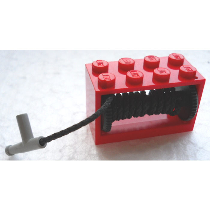 LEGO Hose Reel 2 x 4 x 2 Holder with Spool and String and Light Gray ...