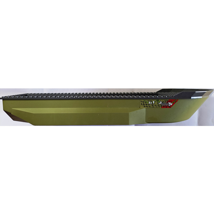 LEGO Hull 14 x 51 x 6 with Dark Stone Gray Top with fish skeleton ...