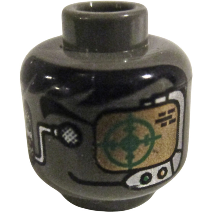 LEGO Insectoid Head with Large Eyepiece, Microphone, and Black Hair ...