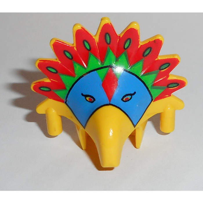 LEGO Jungle Headdress with Blue Mask and Red and Green Feathers Pattern ...