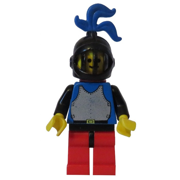 LEGO Knight Plate Armor on Blue Torso Red Cape and Blue Large Plume ...