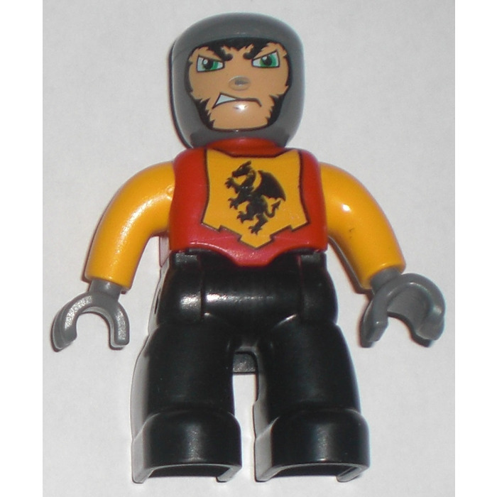 LEGO Knight with Red Top with Orange Arms and Gray Hands (Grin) Duplo ...