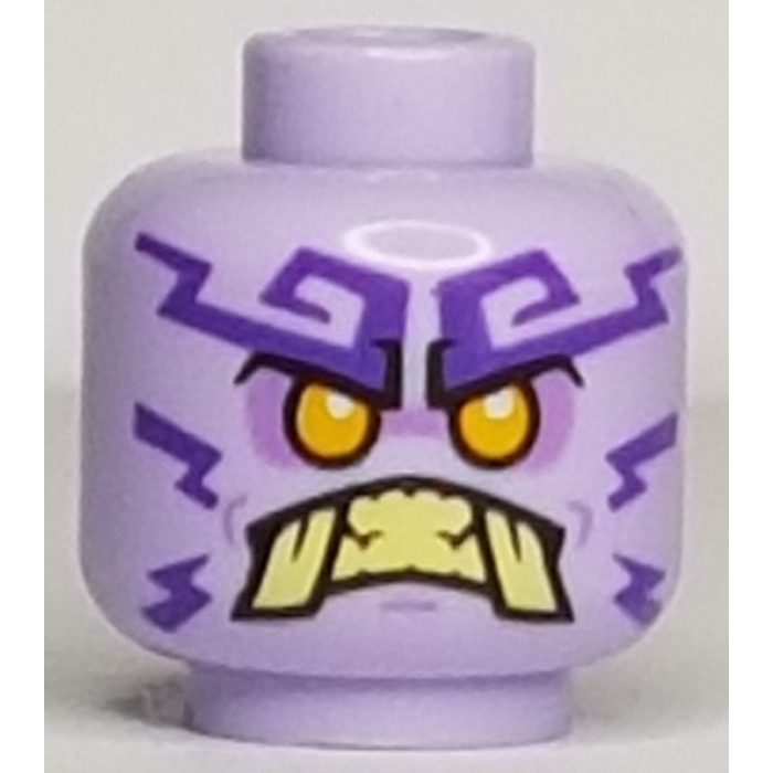 LEGO Lavender Head with Tusks Medium Lavender Tattoos (Rumble Keeper ...