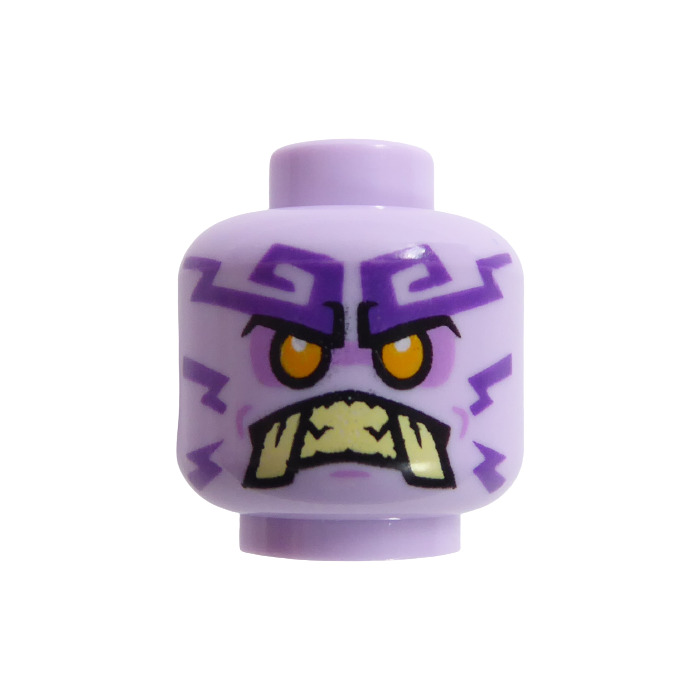 LEGO Lavender Head with Tusks Medium Lavender Tattoos (Rumble Keeper ...