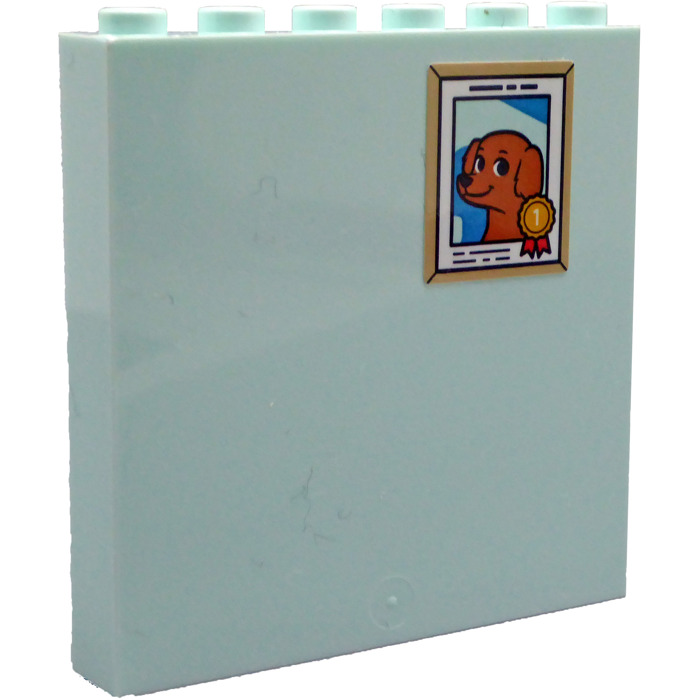 LEGO Light Aqua Panel 1 x 6 x 5 with Frame with Dog Photo Sticker ...