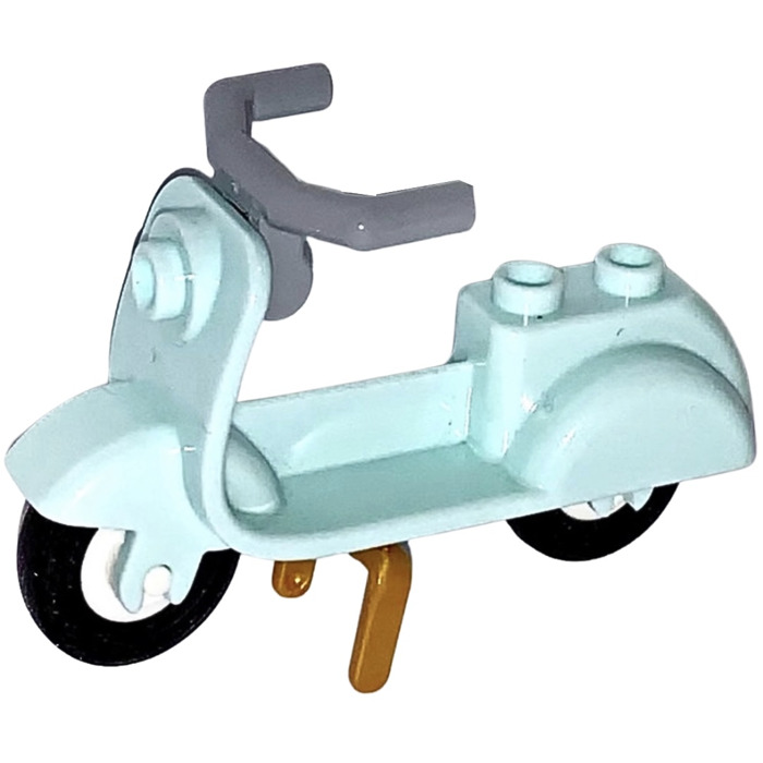 LEGO Light Aqua Scooter with Pearl Gold Stand and Medium Stone Gray ...