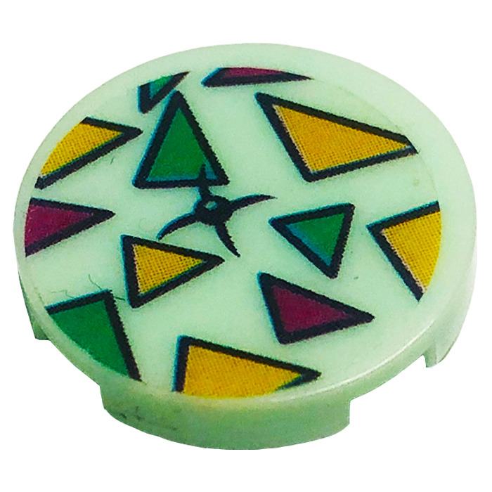 LEGO Tile 2 x 2 Round with Cushion, Triangles Sticker with Bottom Stud ...