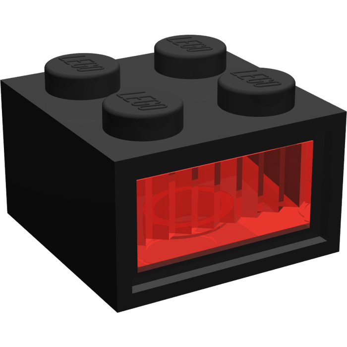 LEGO Light Brick 2 x 2 12 V with 3 plugholes and Transparent Red ...
