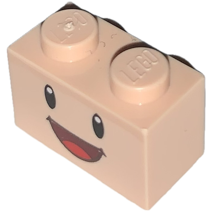LEGO Light Flesh Brick 1 x 2 with Studs on One Side with Toadette Face ...