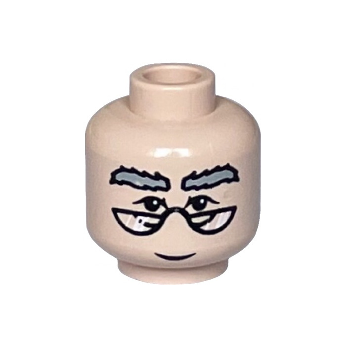 LEGO Light Flesh Minifig Head with Half-Moon Glasses and Grey Eyebrows ...