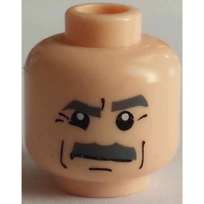 LEGO Light Flesh Minifigure Head with Dark Stone Gray Bushy Moustache ...