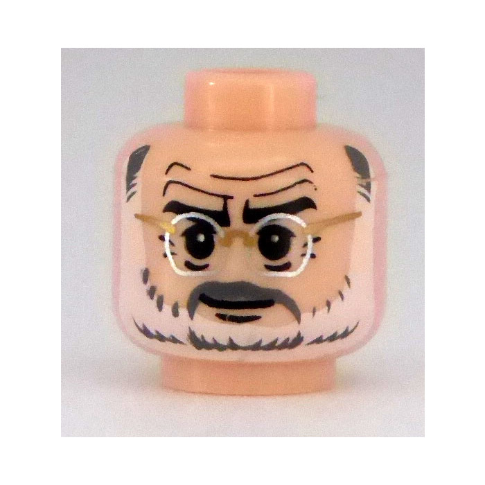 LEGO Light Flesh Minifigure Head with Round Silver Glasses and Wrinkled ...