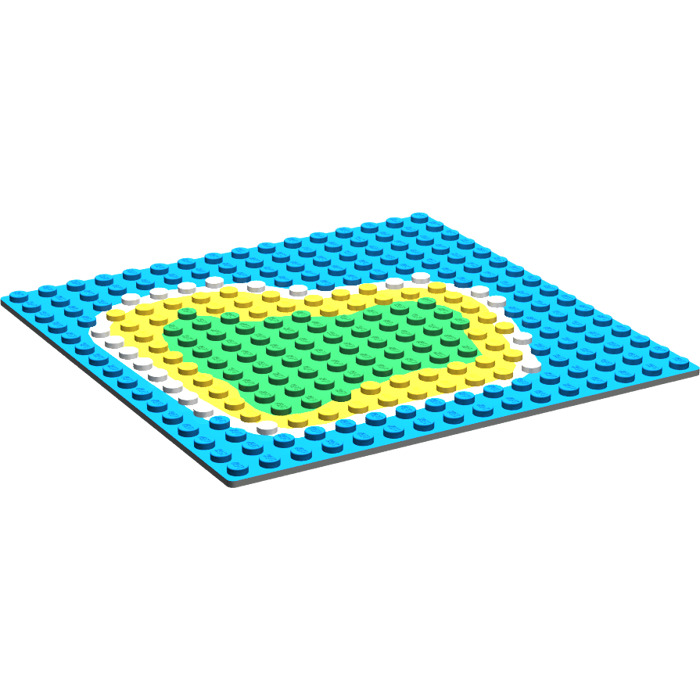 LEGO Light Gray Baseplate 16 x 16 with Island and Water (6098) | Brick ...