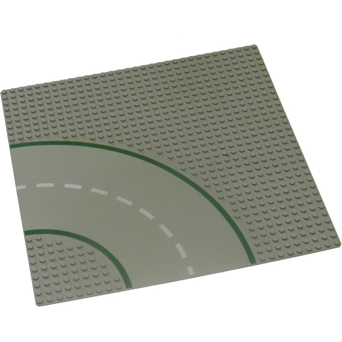LEGO Light Gray Baseplate 32 x 32 with Curved Road with Road Pattern ...