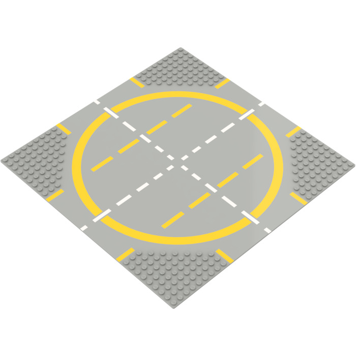 LEGO Light Gray Baseplate 32 x 32 with Landing Pad with Yellow Circle ...
