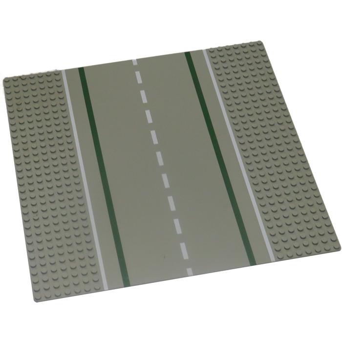 LEGO Light Gray Baseplate 32 x 32 with Straight Road with Green and ...