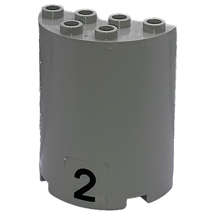 LEGO Light Gray Cylinder 2 x 4 x 4 Half with '2' Sticker (6218) | Brick ...