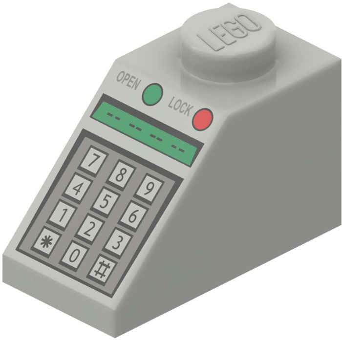 LEGO Slope 1 x 2 (45°) with Keypad, Green Digital Display, and Buttons ...