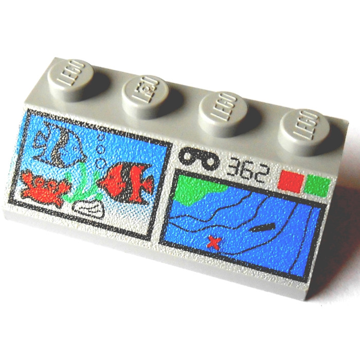 LEGO Slope 2 x 4 (45°) with Sonar and Fish and Crab Pattern (3037 / ...