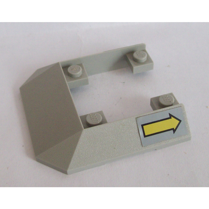 LEGO Light Gray Slope 6 x 6 with Cutout with Yellow Arrow (Both Sides ...
