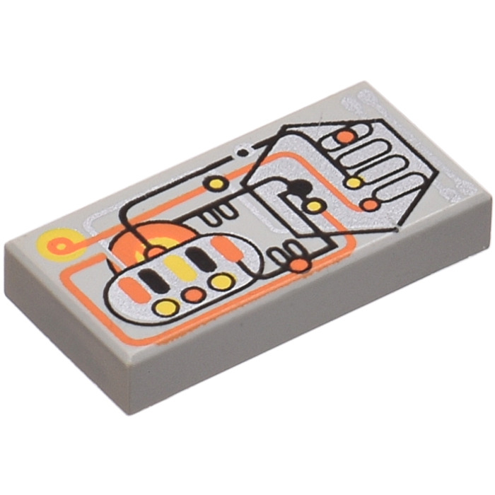 LEGO Light Gray Tile 1 x 2 with UFO Electronic Circuitry with Groove ...