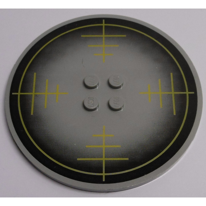 LEGO Tile 8 x 8 Round with 2 x 2 Center Studs with Yellow Crosshairs ...