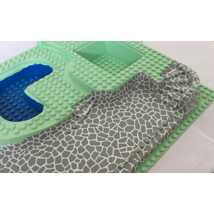 LEGO Light Green Baseplate 32 x 32 with Pits and Ramp with Stone Path ...