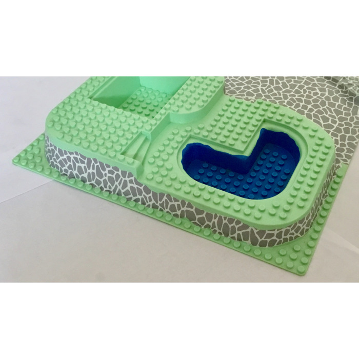 LEGO Light Green Baseplate 32 x 32 with Pits and Ramp with Stone Path ...