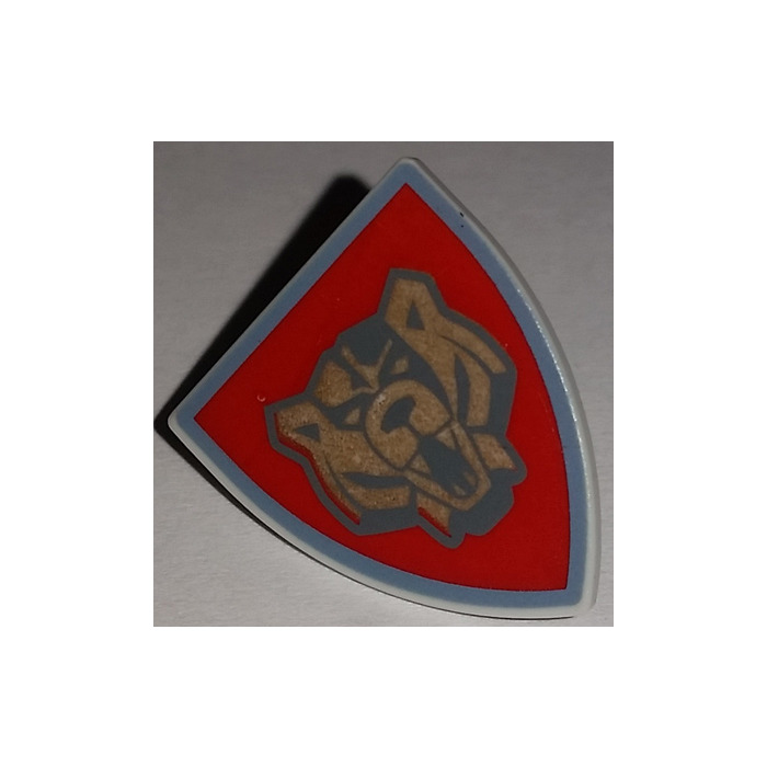 LEGO Light Stone Gray Triangular Shield (Short) with Golden Bear on Red ...