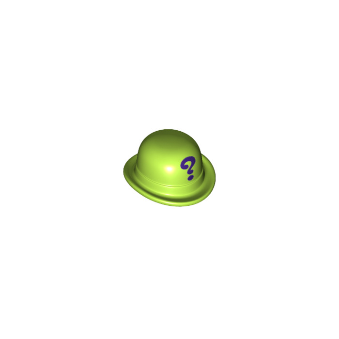 LEGO Lime Bowler Hat with Dark Purple Large Question Mark (51109 / ...