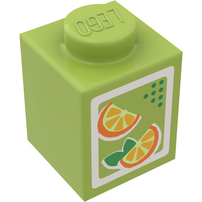 LEGO Lime Brick 1 x 1 with Orange Juice Carton (3005 / 95666) | Brick ...