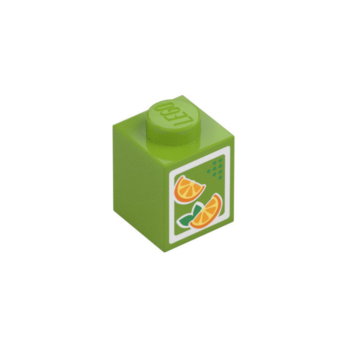 LEGO Lime Brick 1 x 1 with Orange Juice Carton (3005 / 95666) | Brick ...