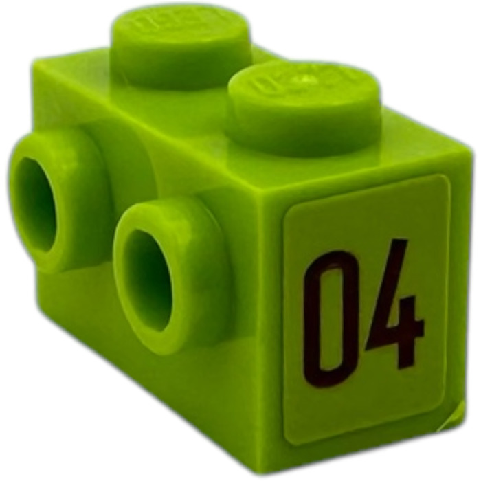 LEGO Brick 1 x 2 with Studs on One Side with Number 04 (right) Sticker ...