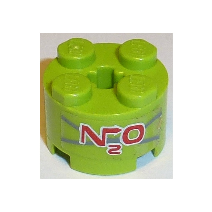LEGO Lime Brick 2 x 2 Round with Red 'N2O' Sticker (3941) | Brick Owl ...