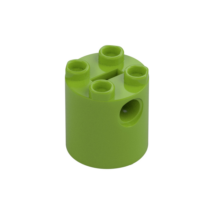 LEGO Lime Brick 2 x 2 x 2 Round with Bottom Axle Holder with 'x ...