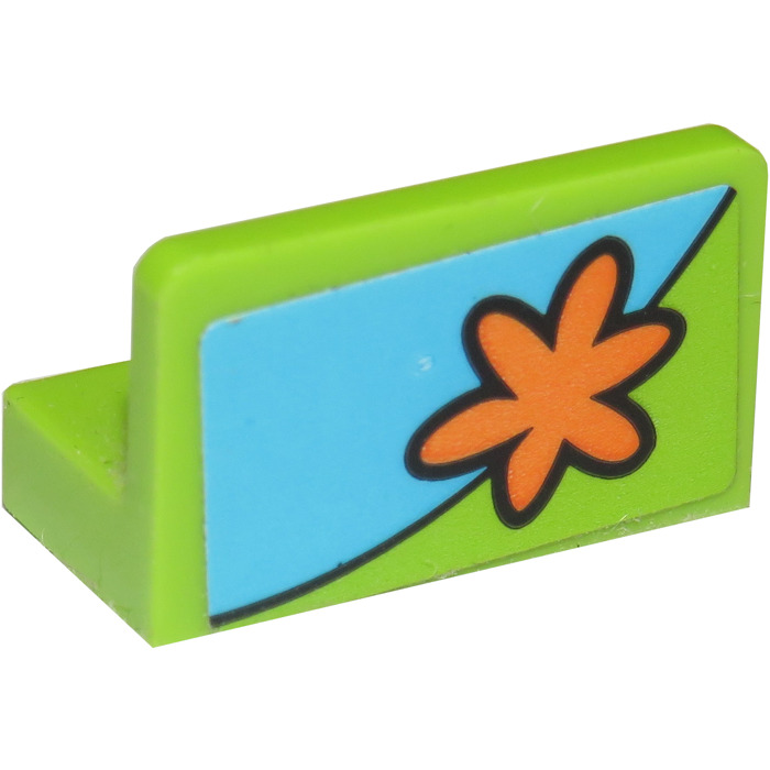 LEGO Panel 1 x 2 x 1 with Orange Flower (Left) Sticker with Rounded ...