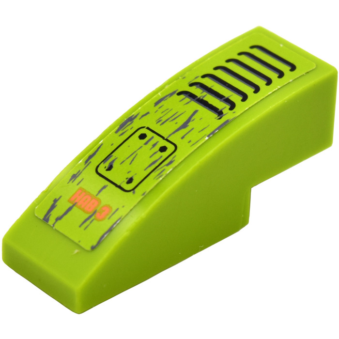 LEGO Lime Slope 1 x 3 Curved with Grille & 'HAB3' Sticker (50950 ...