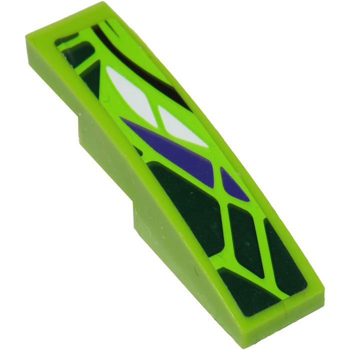 LEGO Lime Slope 1 x 4 Curved with Green, White and Purple Scales (Left ...