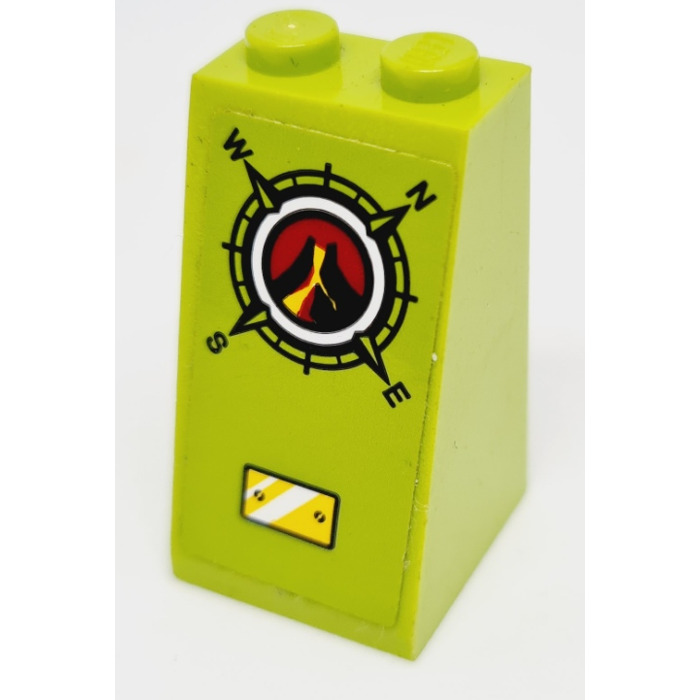 LEGO Slope 2 x 2 x 3 (75°) with Volcano Explorers Logo Sticker (Solid ...
