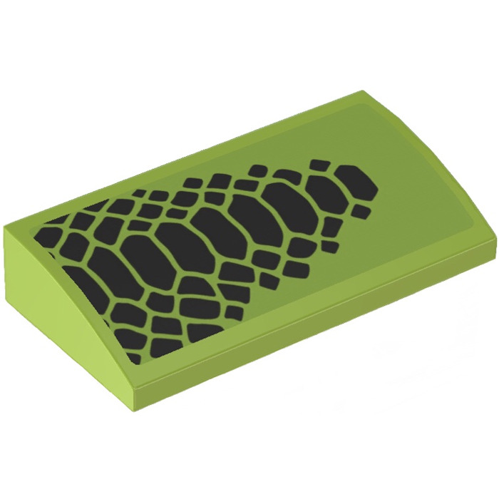 LEGO Lime Slope 2 x 4 Curved with Tyre Track (Left) Sticker with Bottom ...