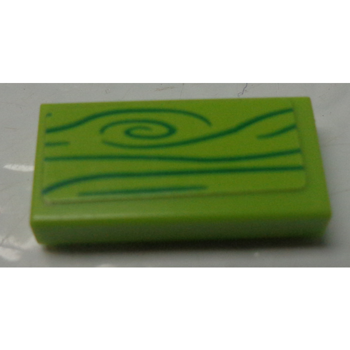 LEGO Lime Tile 1 x 2 with lime background and green wood grain Sticker ...