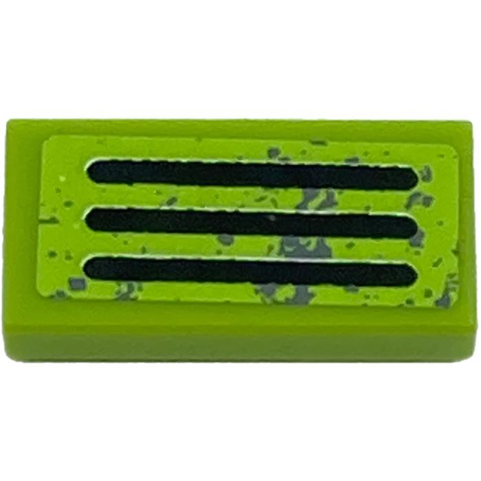 LEGO Lime Tile 1 x 2 with Three Worn Vent Stripes Sticker with Groove ...