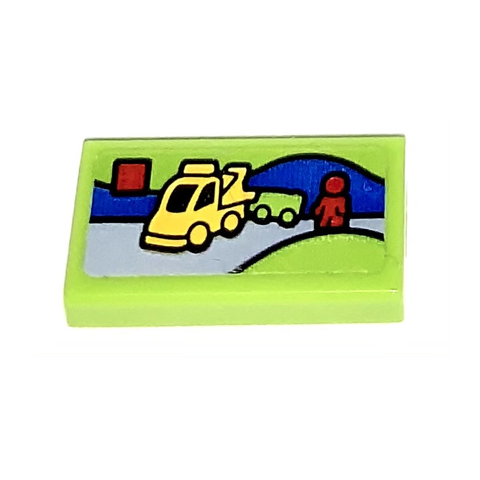 LEGO Lime Tile 1 x 2 with tow truck Sticker with Groove (3069) | Brick ...