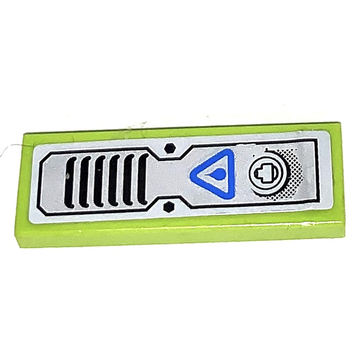 LEGO Lime Tile 1 x 3 with Blue Warning Triangle and Vent Sticker (63864 ...