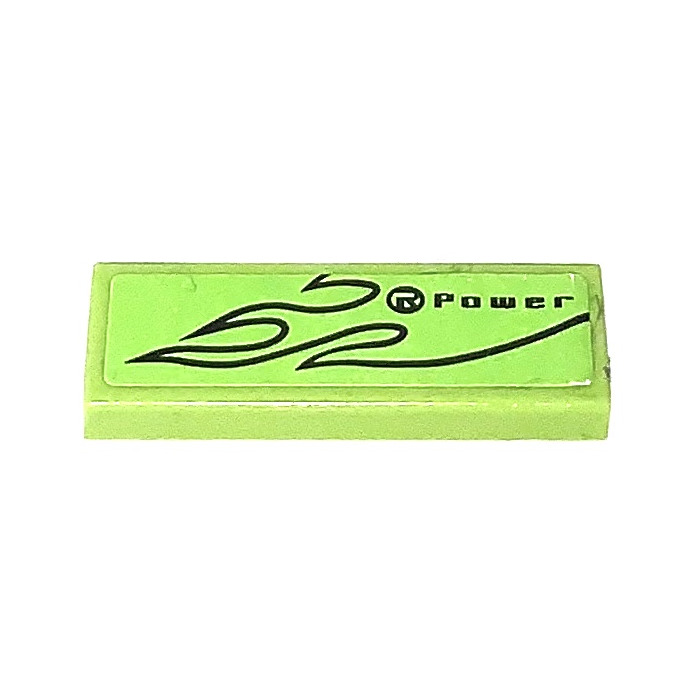 LEGO Lime Tile 1 x 3 with Power and flames right side Sticker (63864 ...