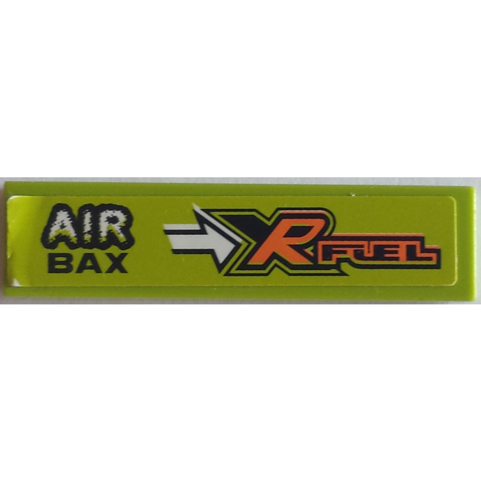LEGO Lime Tile 1 x 4 with 'AIR BAX' and 'XR FUEL' Sticker (2431 ...