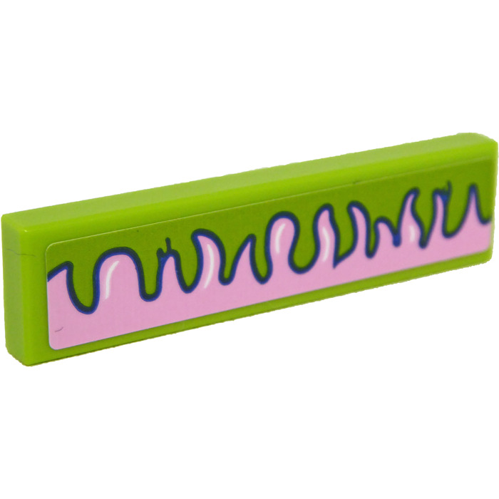 LEGO Lime Tile 1 x 4 with Pink Waves Sticker (2431) | Brick Owl - LEGO ...