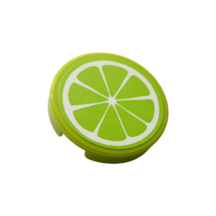 LEGO Lime Tile 2 x 2 Round with Lime Slice Sticker with "X" Bottom ...