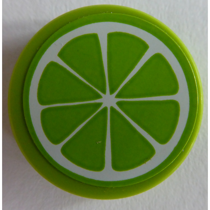 LEGO Lime Tile 2 x 2 Round with Lime Slice Sticker with "X" Bottom ...