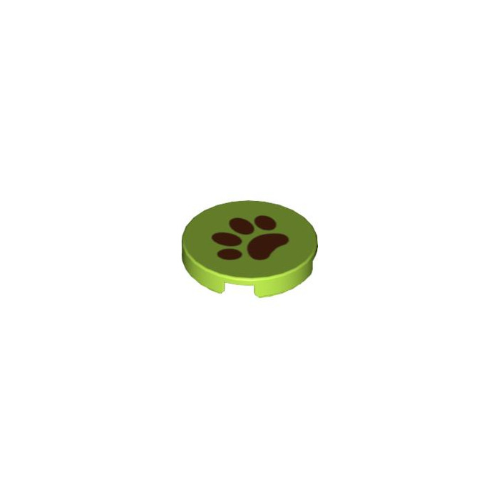 LEGO Lime Tile 2 x 2 Round with Paw Print with "X" Bottom (4150 / 95294 ...